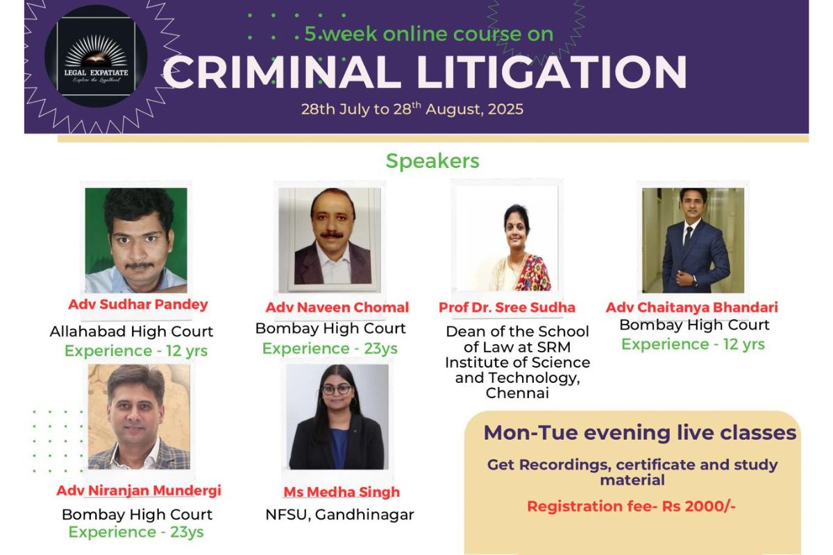5-Week Online Certificate Course on Criminal Litigation by Legal ...
