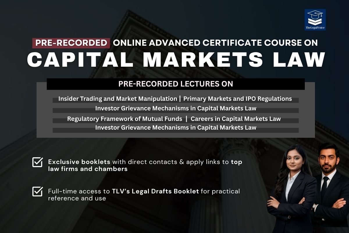 Online Advanced Certificate Course on Capital Markets Law by TLV ...