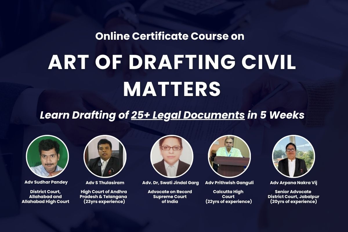 Online Certificate Course on Art of Drafting Civil Matters [5 Experts ...