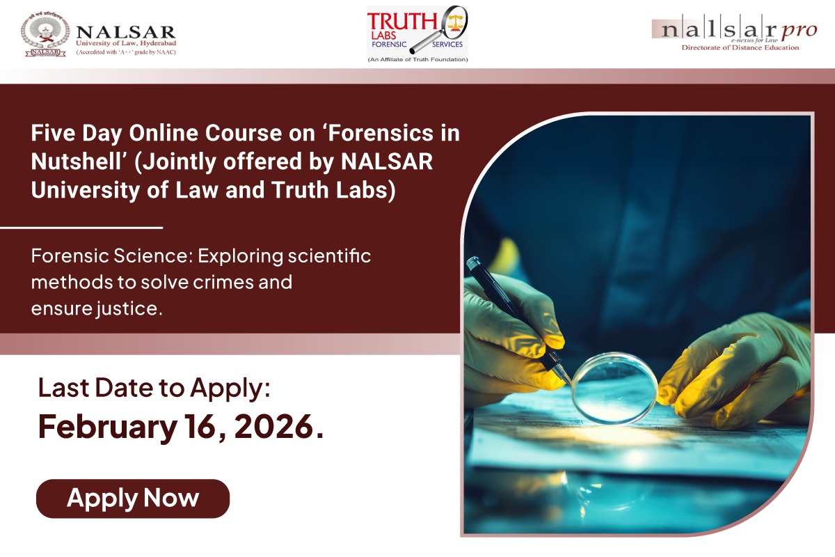 5-Day Online Course on Forensics in Nutshell by NALSAR [7 Experts ...